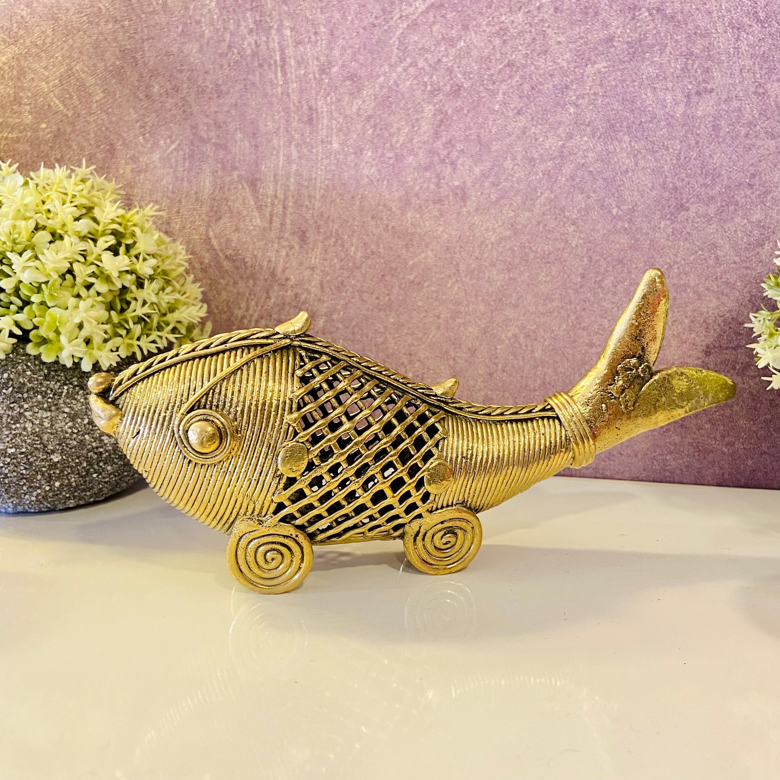 Handcrafted Brass Dhokra ‘Golden Fish’ – HeritageMela